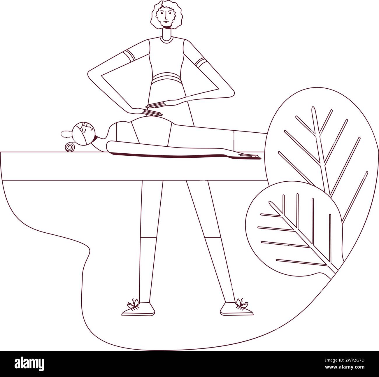 Massage for pregnant woman by professional therapist in spa. Contour ...