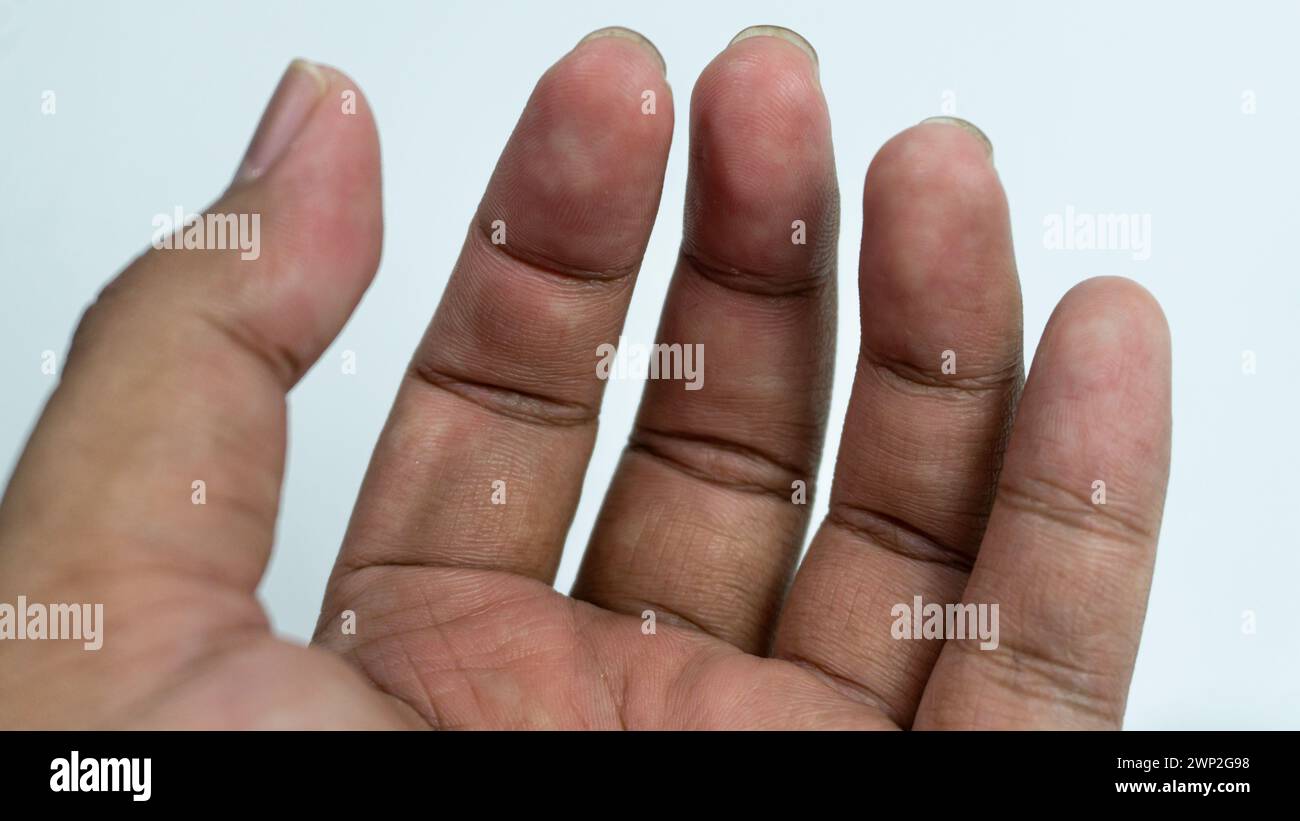 Hand with fingers gripping pose isolated on white background Stock ...