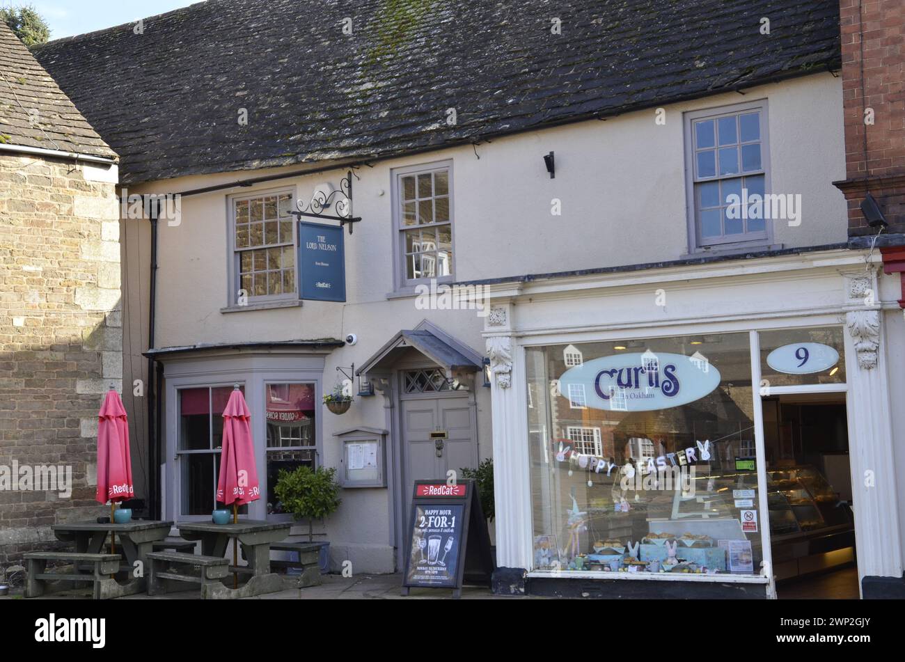 The Lord Nelson public house in the Market Place in Oakham, Rutland ...
