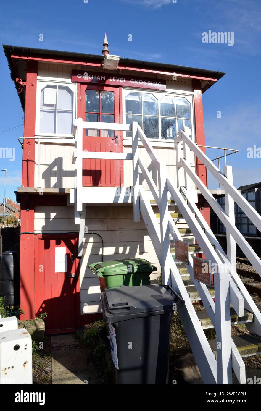 The signal box at Oakham in Rutland. Built in 1899, it is a listed ...