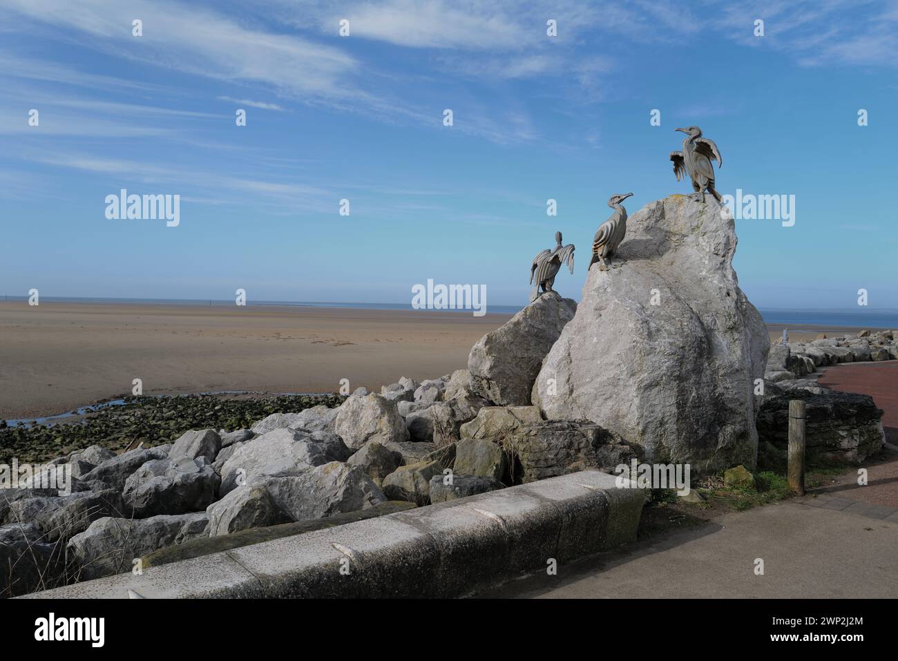 Sculptures of sea birds on Morecambe promenade part of the towns TERN ...