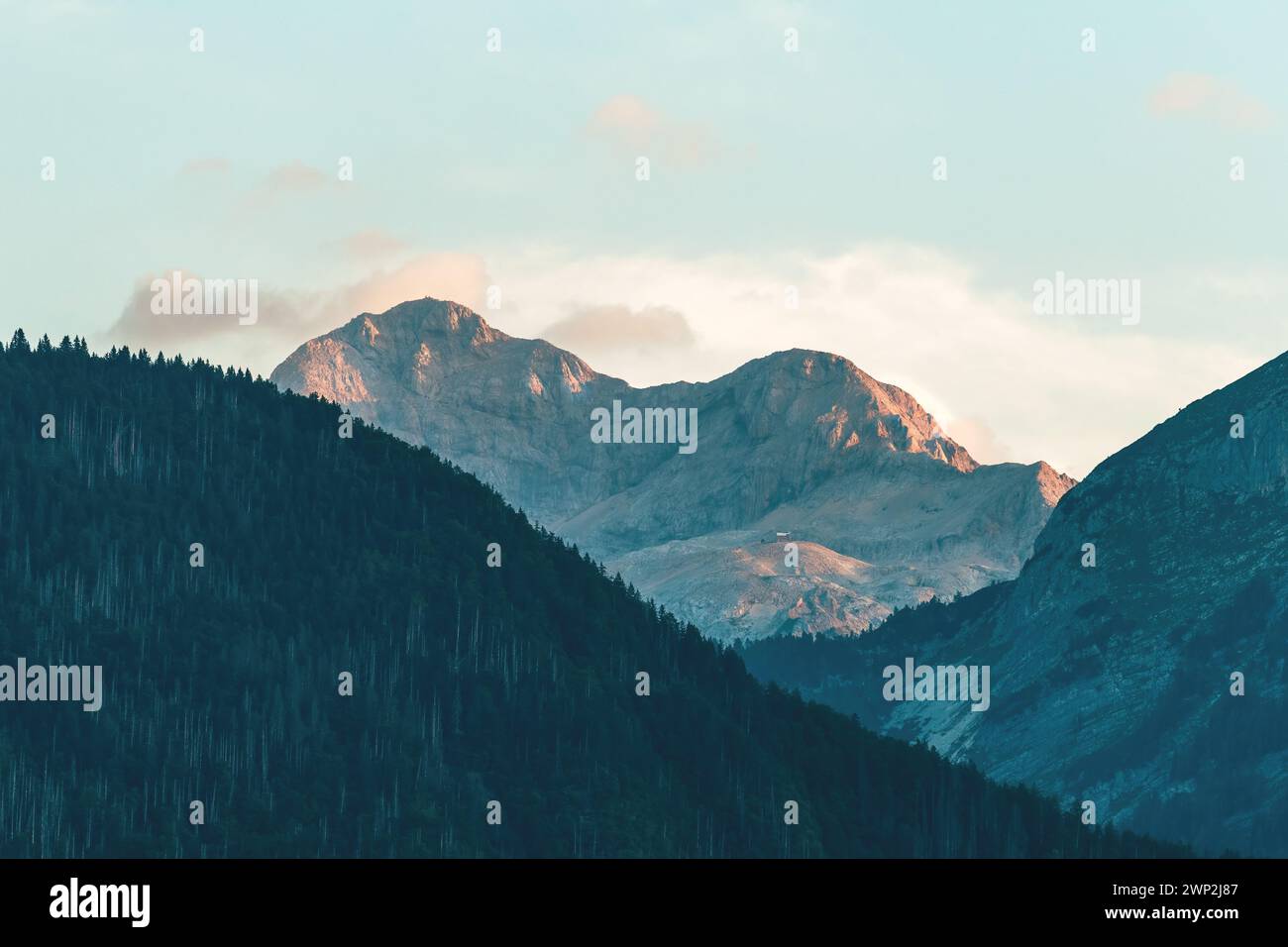 Triglav mountain peak, highest point in Slovenian Julian Alps, seen ...