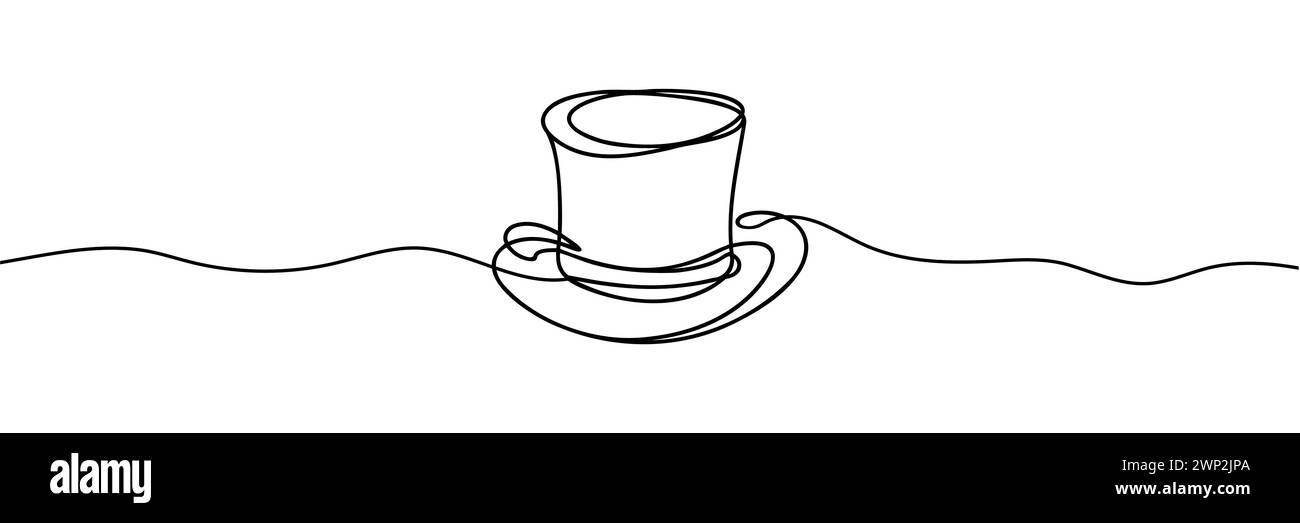 Continuous one line drawing of a hat. One line drawing background ...