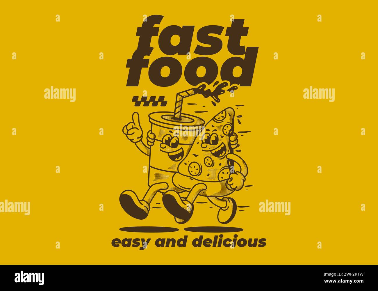 Fast food, easy and delicious. Mascot character illustration of running ...