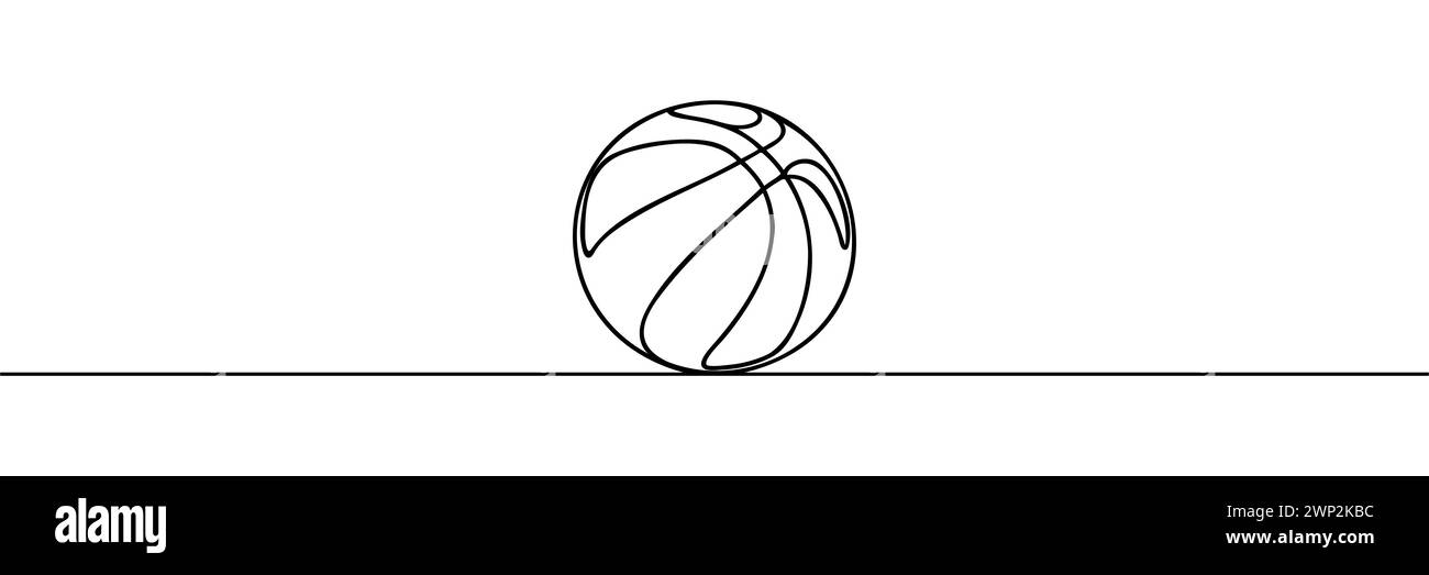 A basketball is drawn in one line. Continuous drawing of ball lines ...