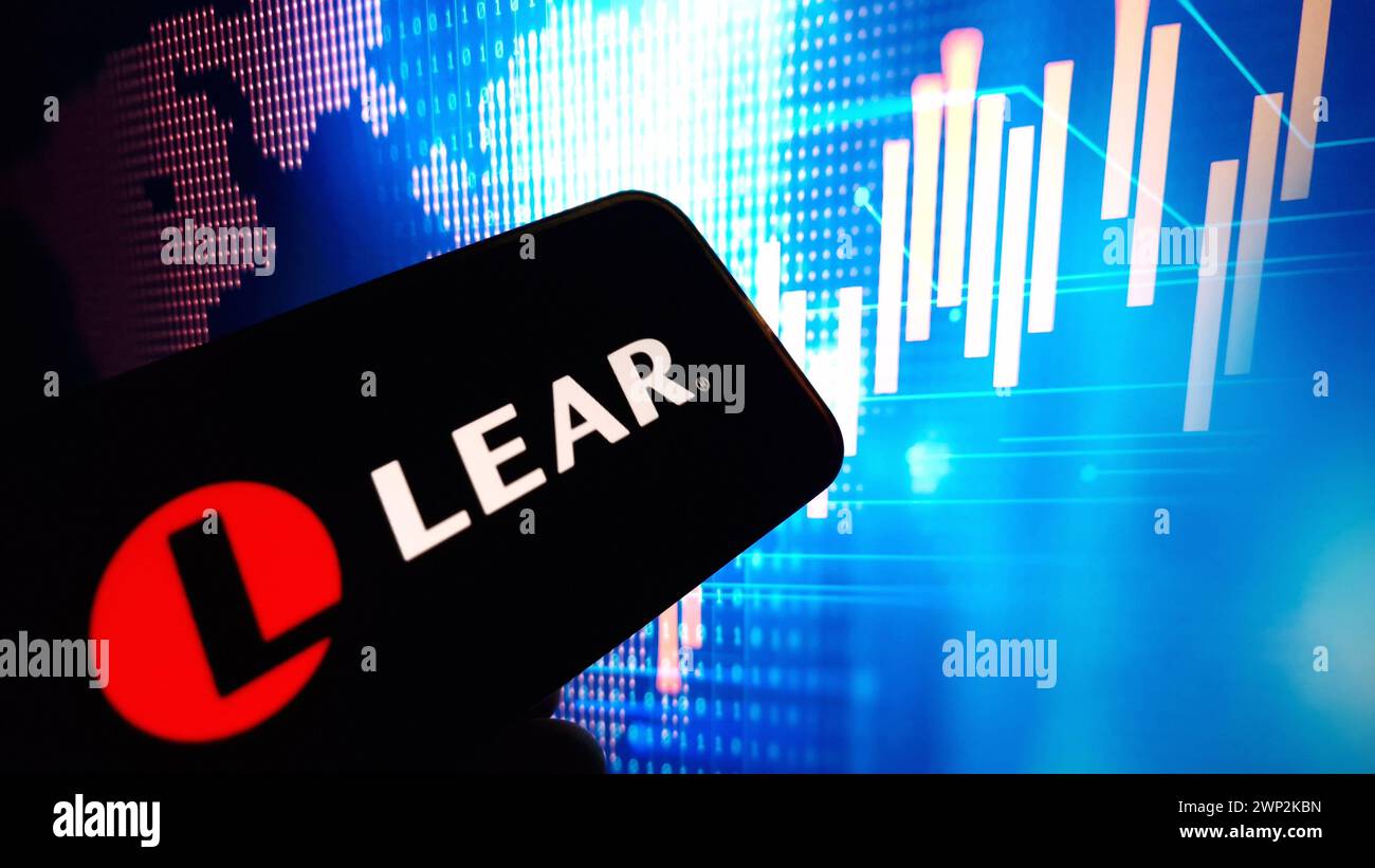 Konskie, Poland - March 03, 2024: Lear Corporation logo displayed on ...