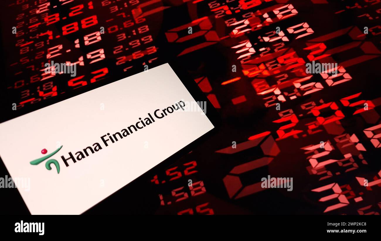 Konskie, Poland - March 03, 2024: Hana Financial Group company logo ...