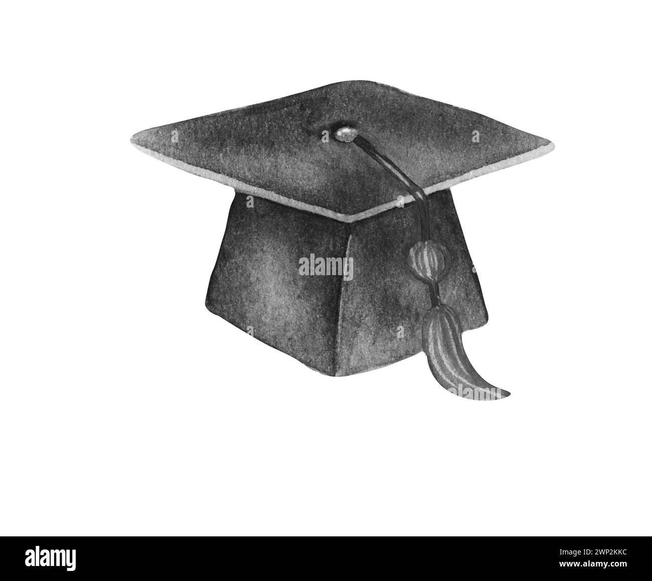 Watercolor graduation cap with flower wreath. Graduation hat Stock ...