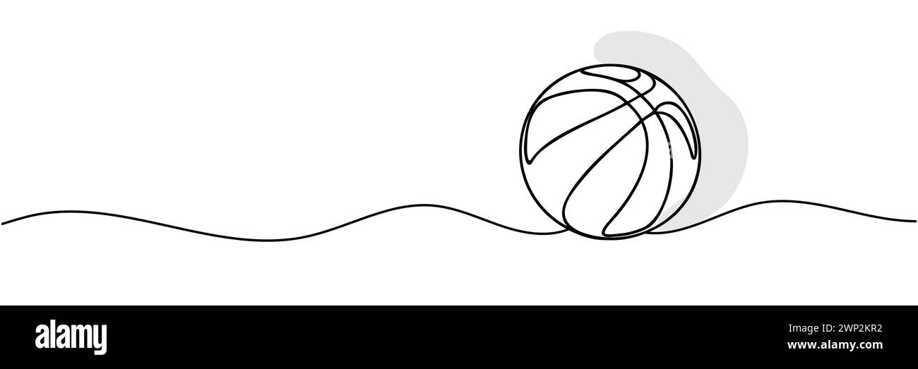 A basketball is drawn in one line. Continuous drawing of ball lines ...