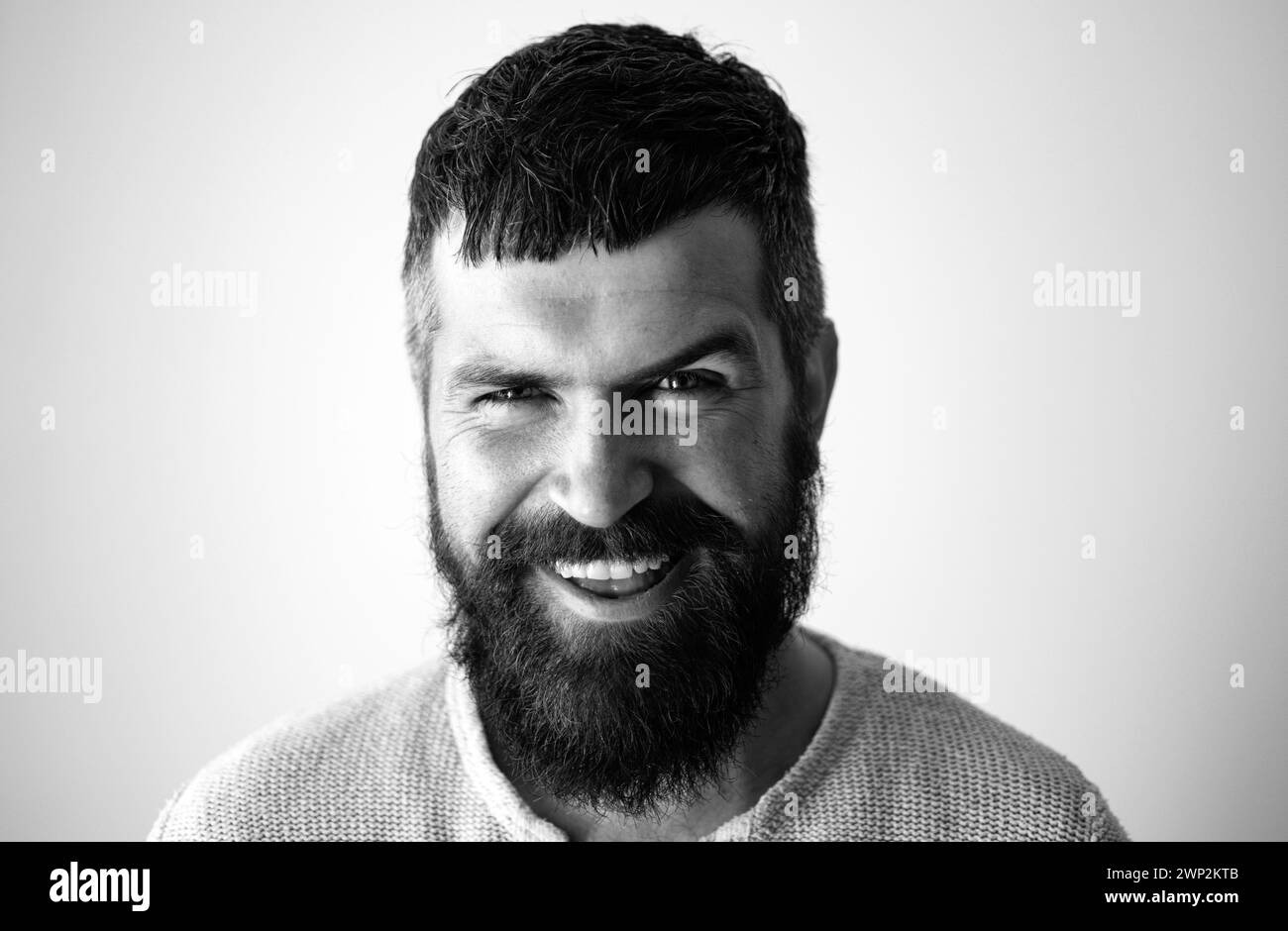 Happy smiling bearded man portrait. People emotions, face exspression ...