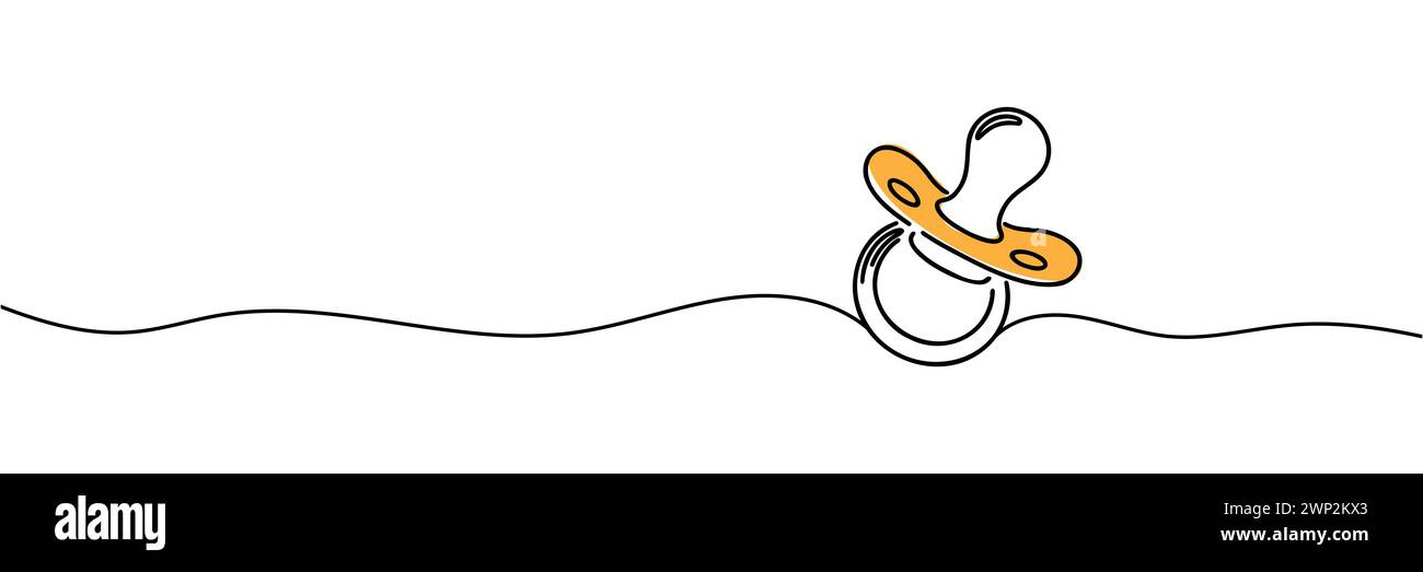 One line continuous of baby pacifier. Minimalist style vector ...