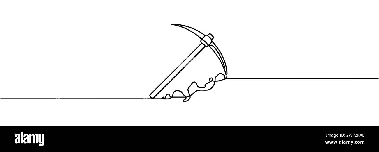 Continuous line drawing art Pickaxe tool Mining Pickaxe concept Stock ...