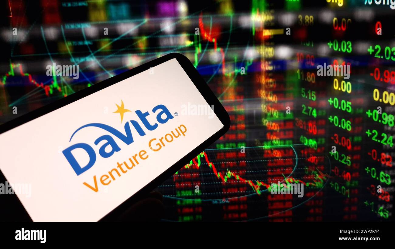 Konskie, Poland - March 03, 2024: DaVita company logo displayed on ...