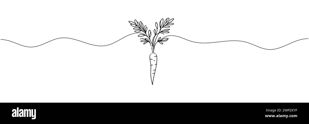 Carrot vegetable in continuous line drawing style isolated on white ...