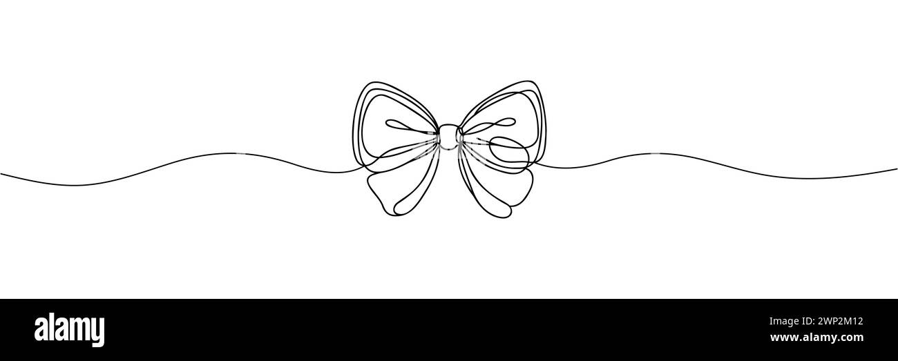 Continuous line drawing of decorative ribbon bow. Vector illustration ...