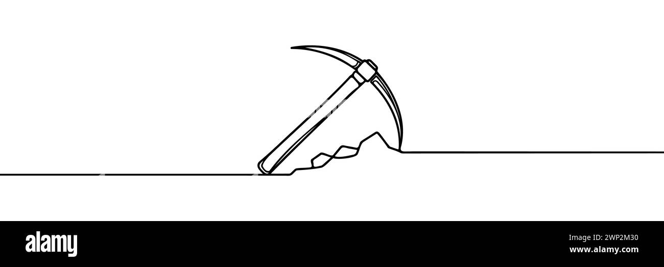 Continuous line drawing art Pickaxe tool Mining Pickaxe concept Stock ...