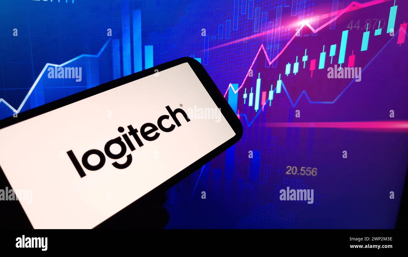 Konskie, Poland - March 03, 2024: Logitech company logo displayed on ...