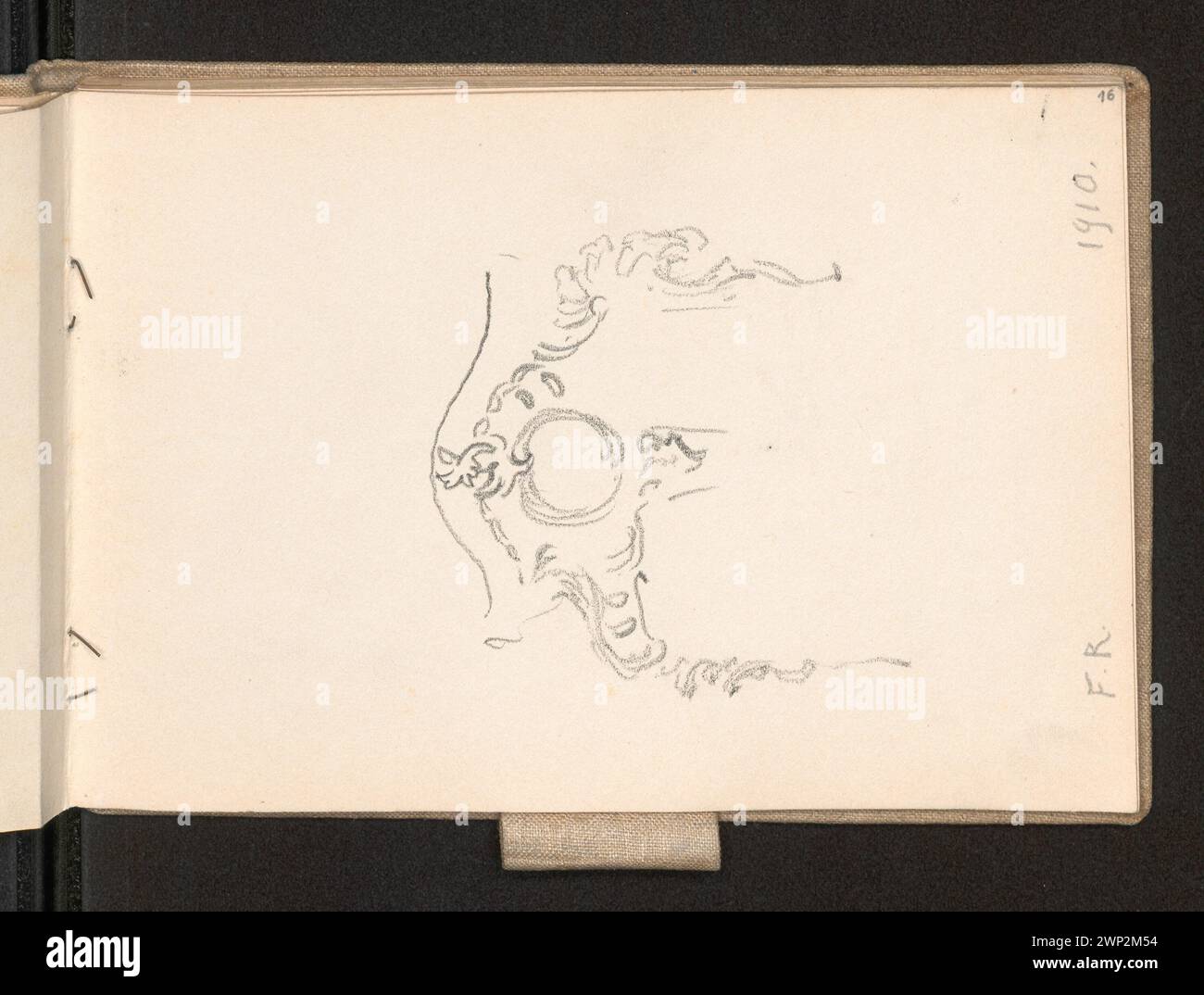 A 1910 sketch by Ferdynand Ruszczyc depicting a window with a Rococo ...