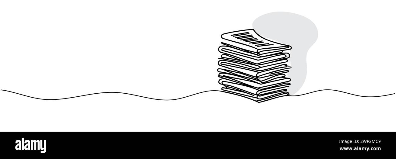 One line drawing of a stack of news newspapers. Vector illustration ...