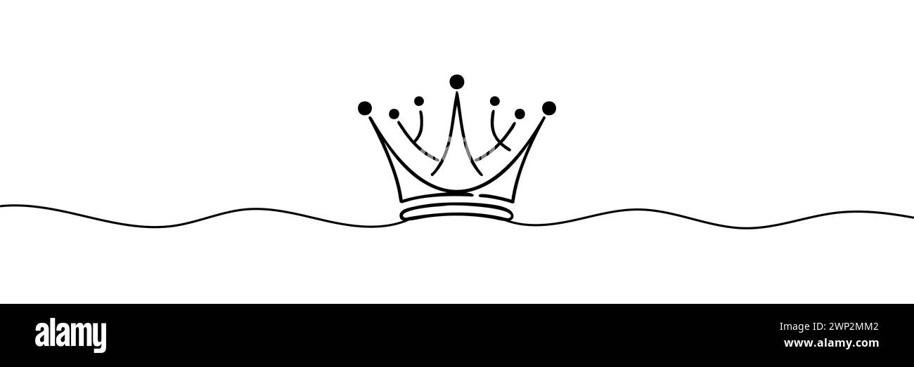 The crown is drawn in one continuous line on a white background Stock ...