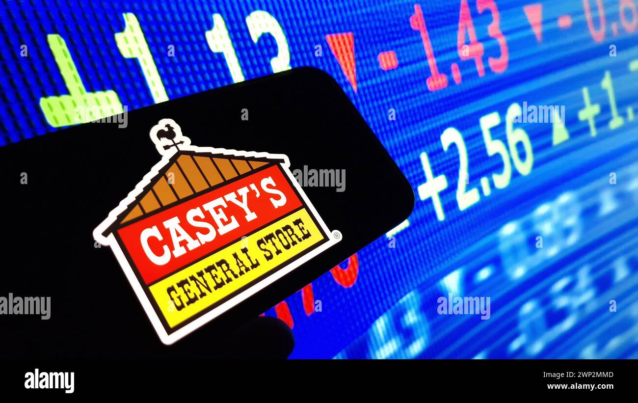 Konskie, Poland - March 03, 2024: Casey`s General Stores company logo ...