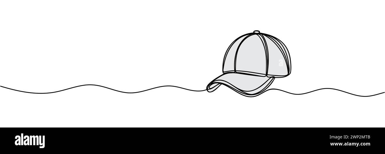 sports cap drawn one line, isolated on white background Stock Vector ...