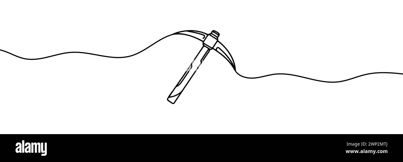 Continuous line drawing art Pickaxe tool Mining Pickaxe concept Stock ...