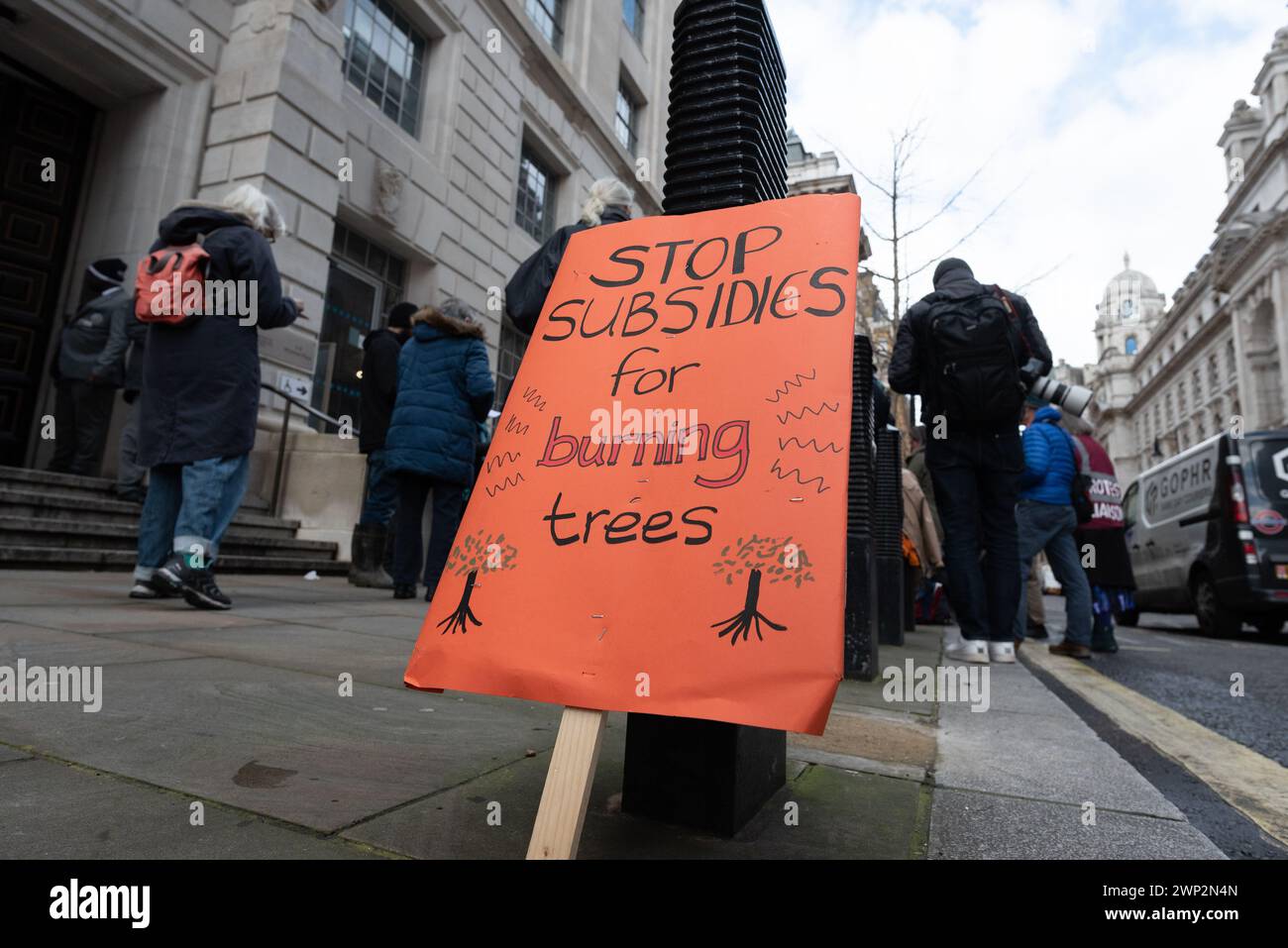 London, UK. 5 March, 2024. Environmental activists protest outside the ...