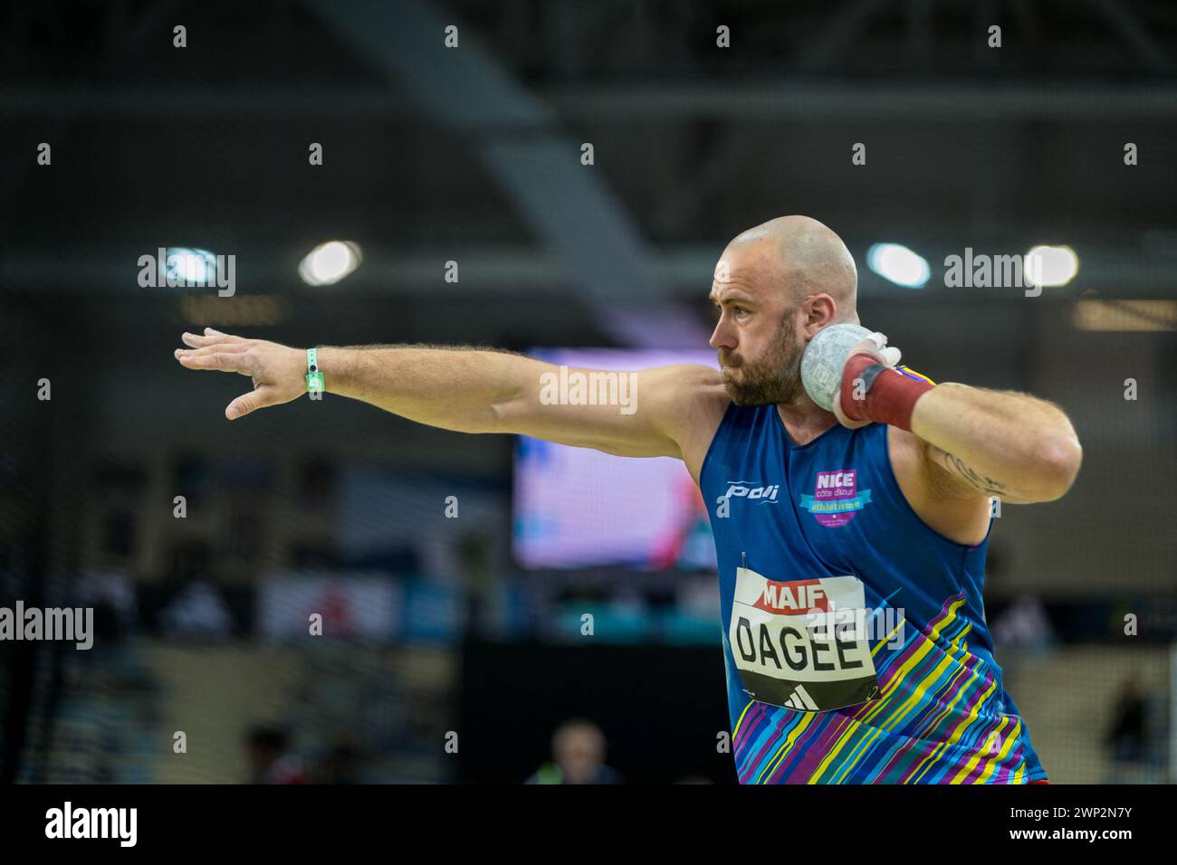 Miramas, France. 17th Feb, 2024. Frederic Dagee wins the national shot ...