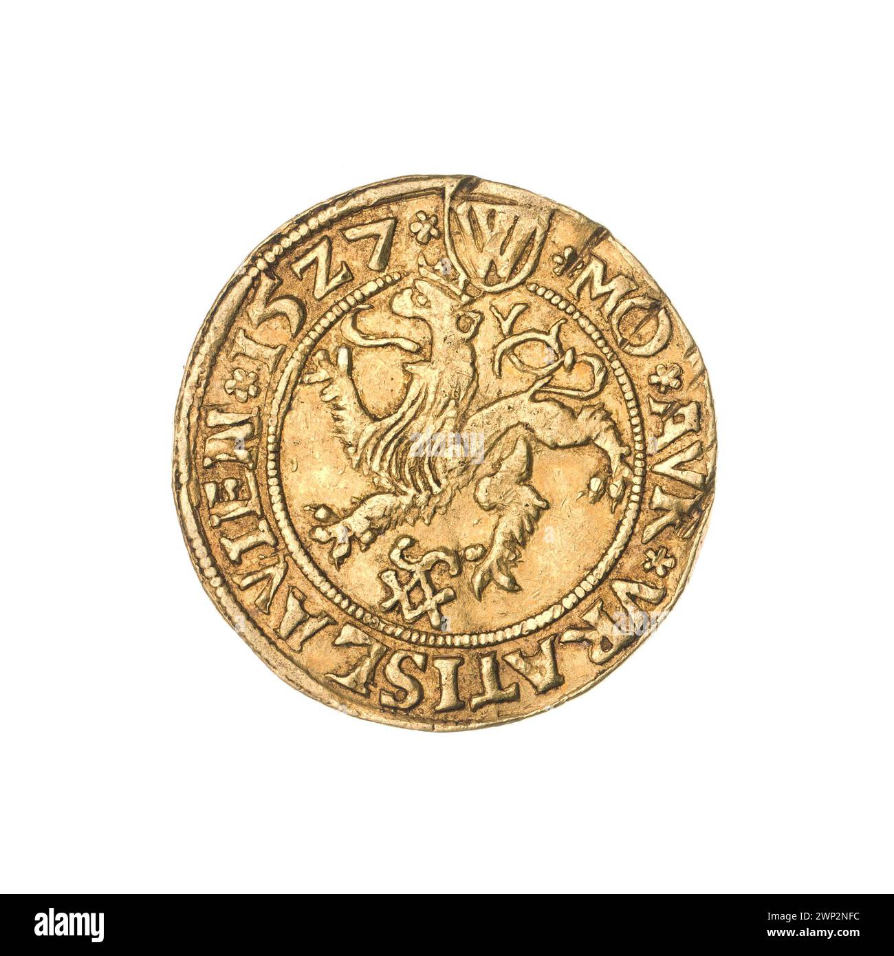 Ducat coin from 1527 issued by Ferdinand I, showing the Czech Kingdom ...