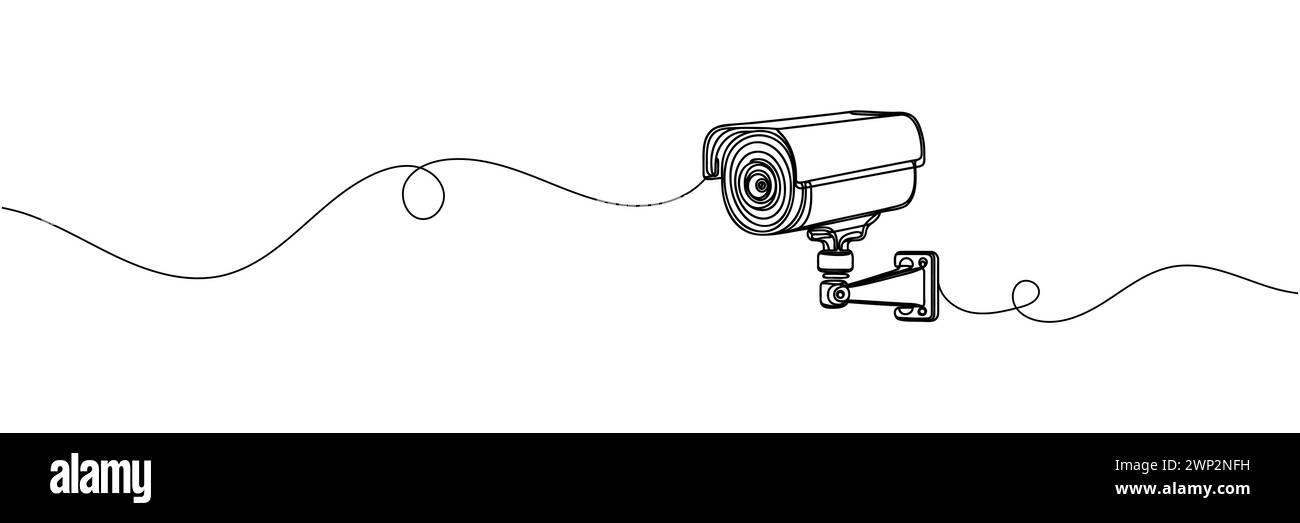 Continuous one line drawing of outdoor surveillance camera vector ...