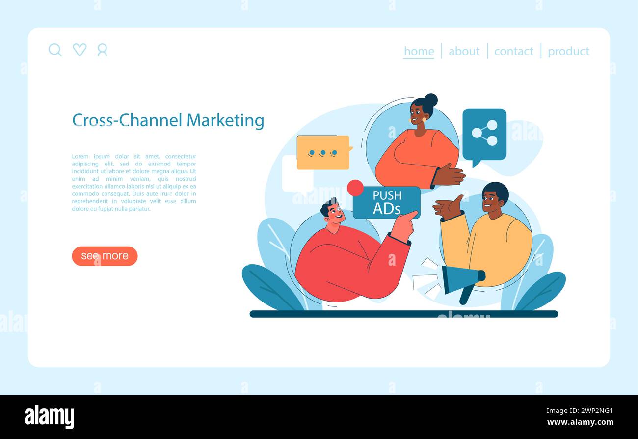 Cross-Channel Marketing concept. Integration of various platforms for ...