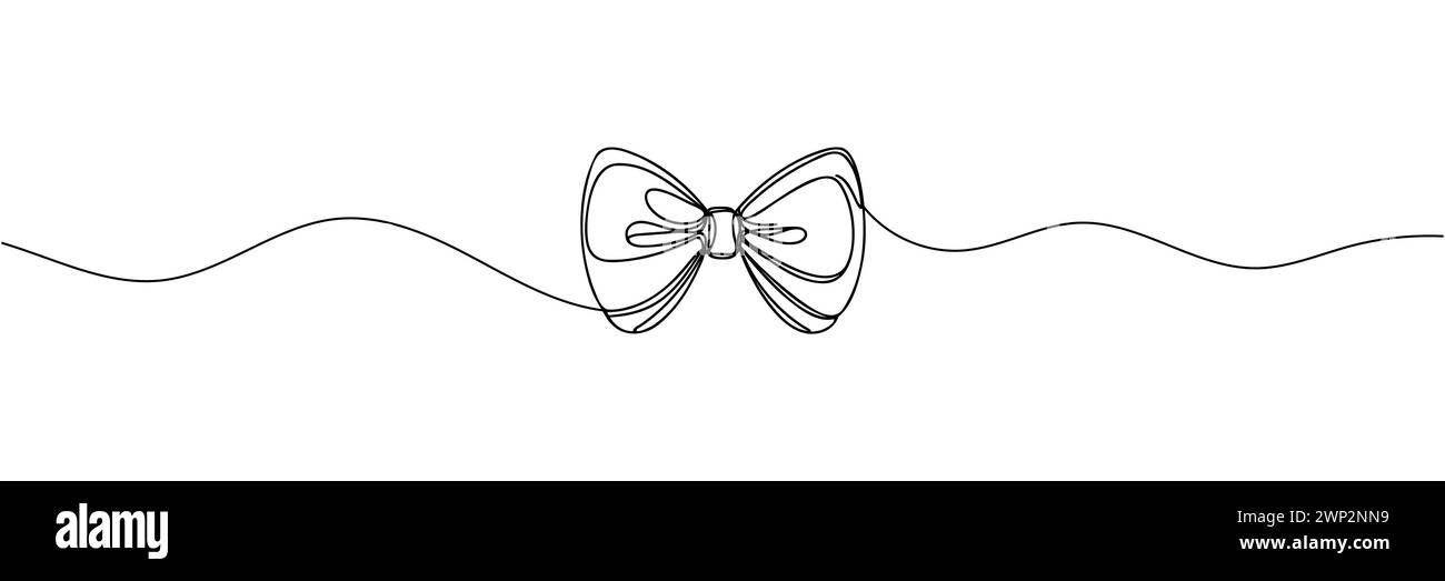 Continuous line drawing of decorative ribbon bow. Vector illustration ...