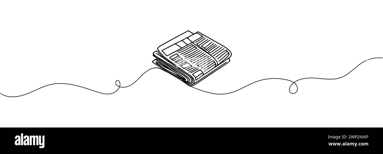 One line drawing of a stack of news newspapers. Vector illustration ...