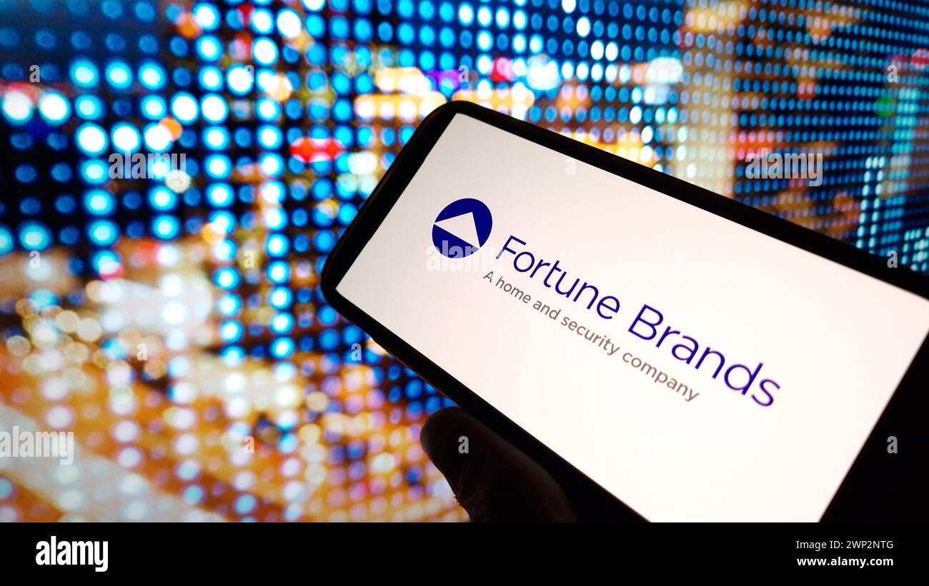 Konskie, Poland - March 03, 2024: Fortune Brands Home and Security company logo displayed on ...