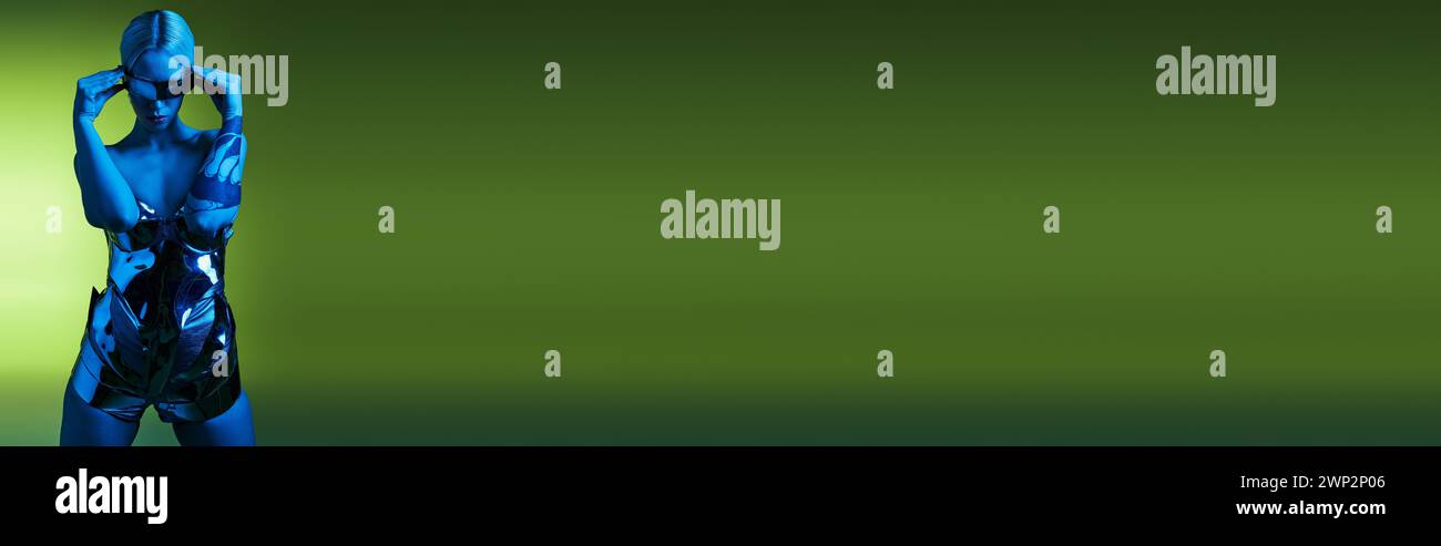 peculiar woman in robotic attire with sci fi sunglasses posing in ...