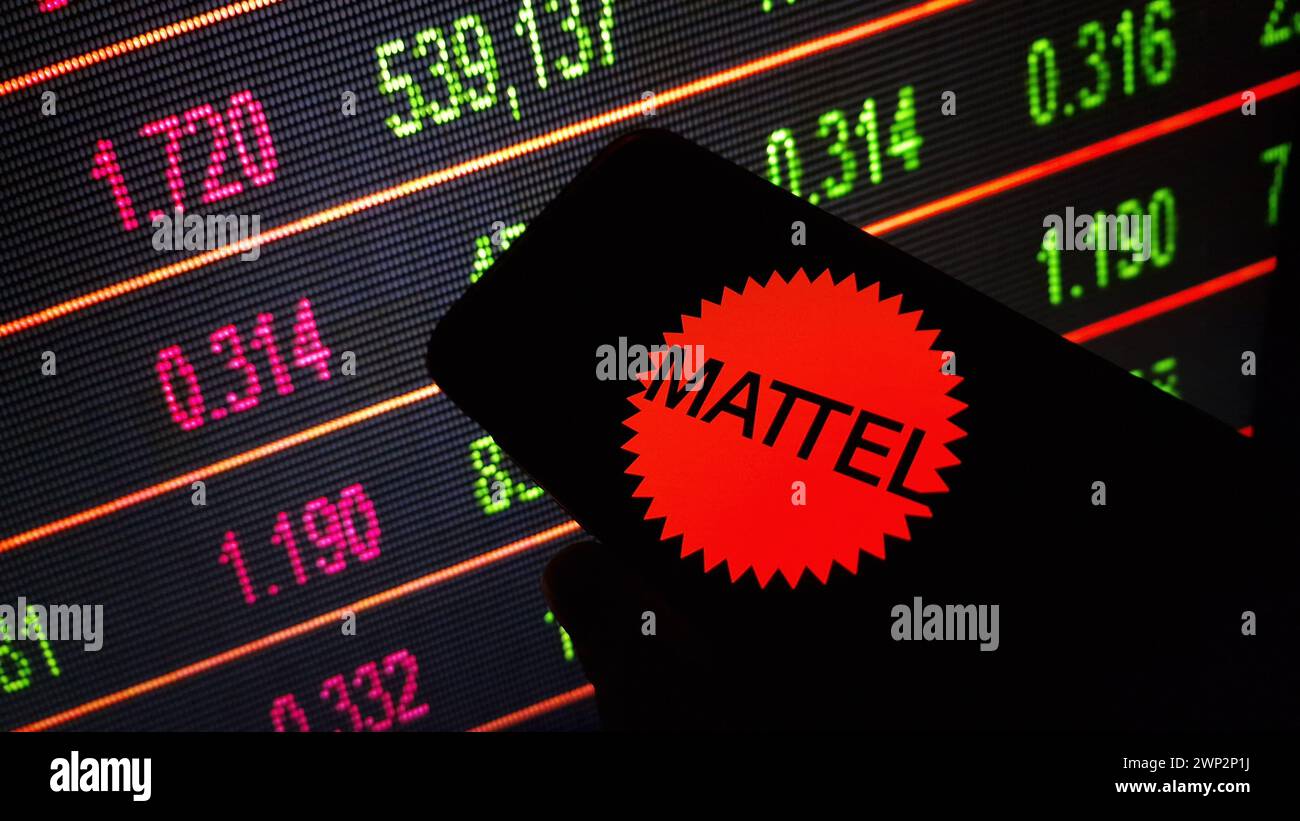 Konskie, Poland - March 03, 2024: Mattel company logo displayed on ...