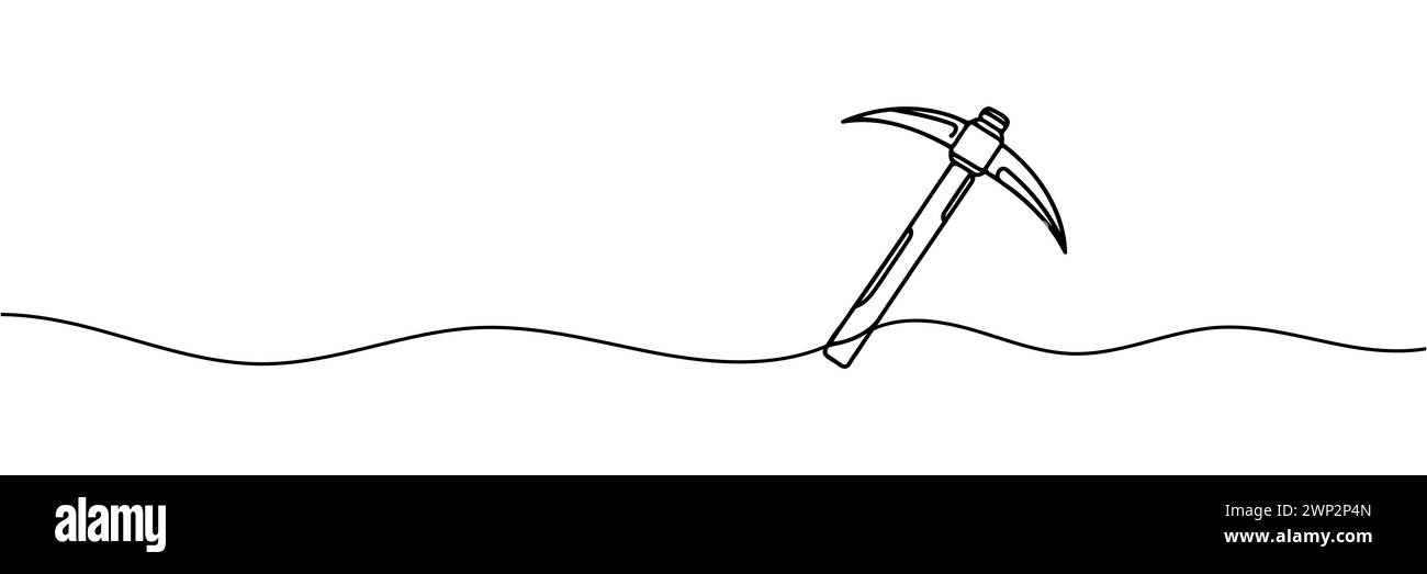 Continuous line drawing art Pickaxe tool Mining Pickaxe concept Stock ...