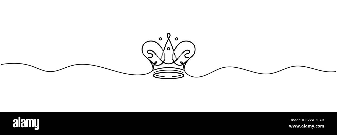 The crown is drawn in one continuous line on a white background Stock ...