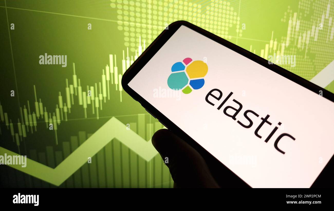 Konskie, Poland - March 03, 2024: Elastic NV company logo displayed on ...