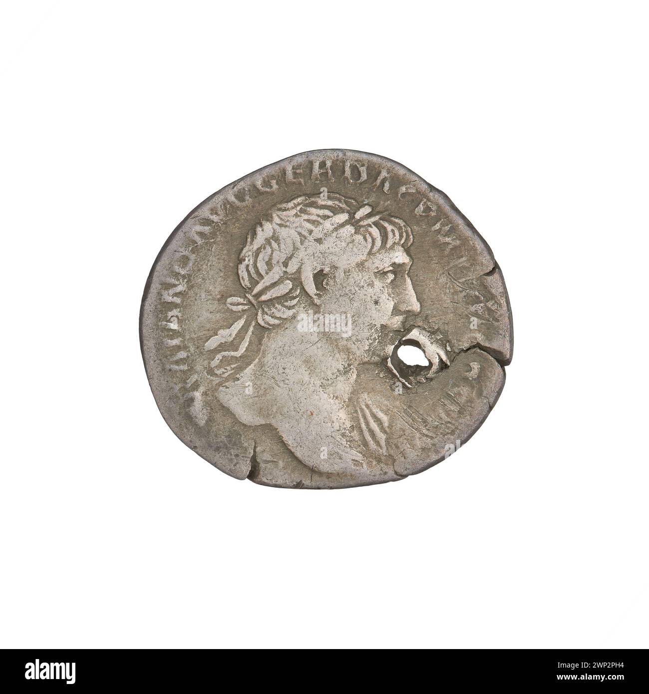 Silver denarius minted in 111 CE depicting Emperor Trajan and Pietas ...