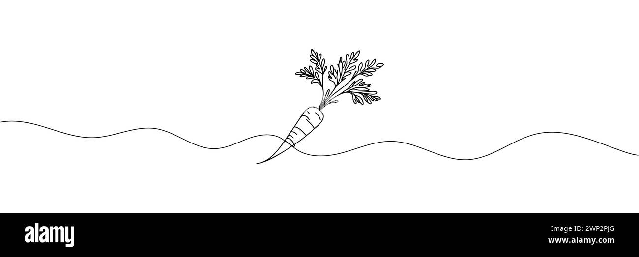 Carrot vegetable in continuous line drawing style isolated on white ...
