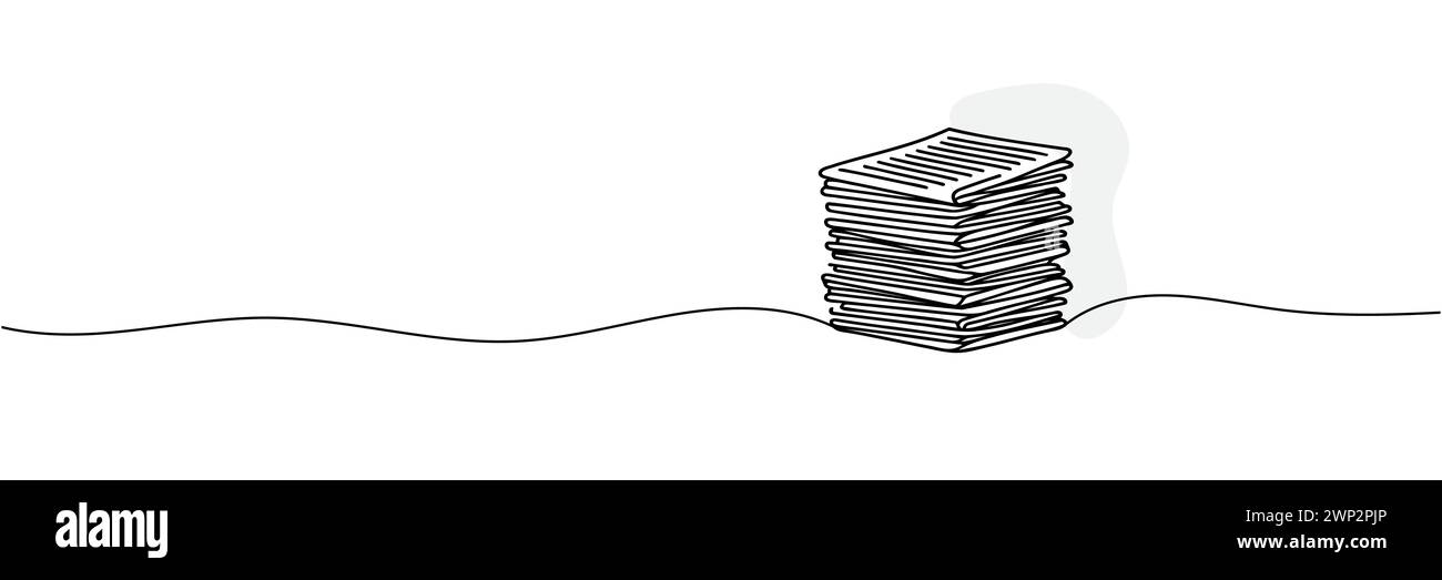 One line drawing of a stack of news newspapers. Vector illustration ...