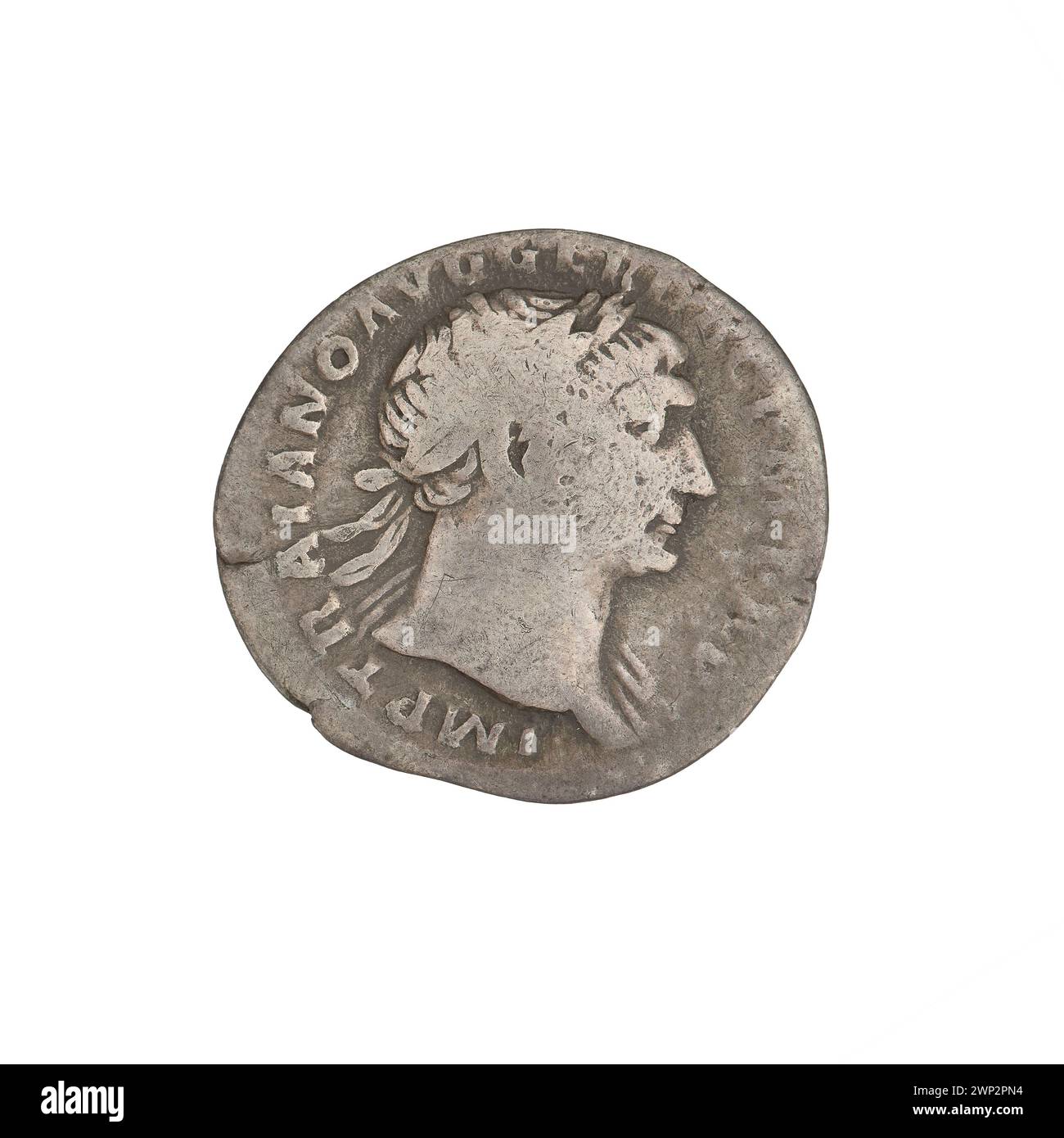 Denarius of Roman Emperor Trajan from 103-111, showing heads, shields ...
