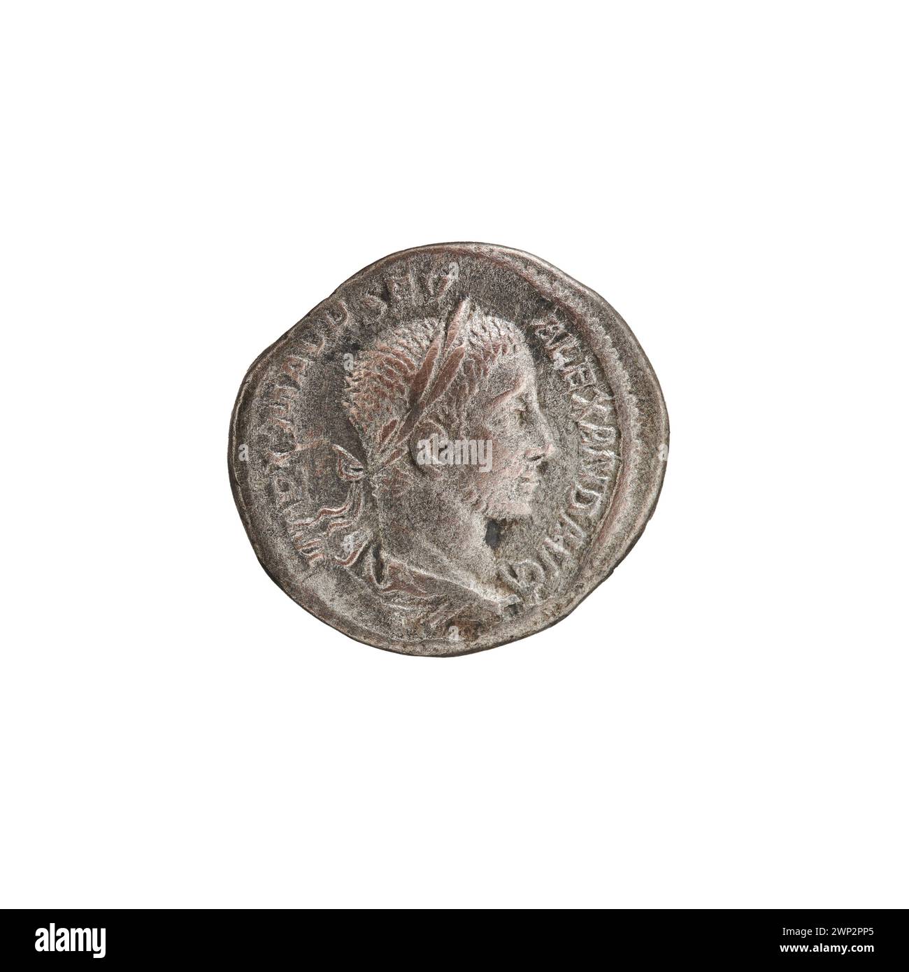 Denarius coin issued 222-228 CE depicting Emperor Alexander Severus ...