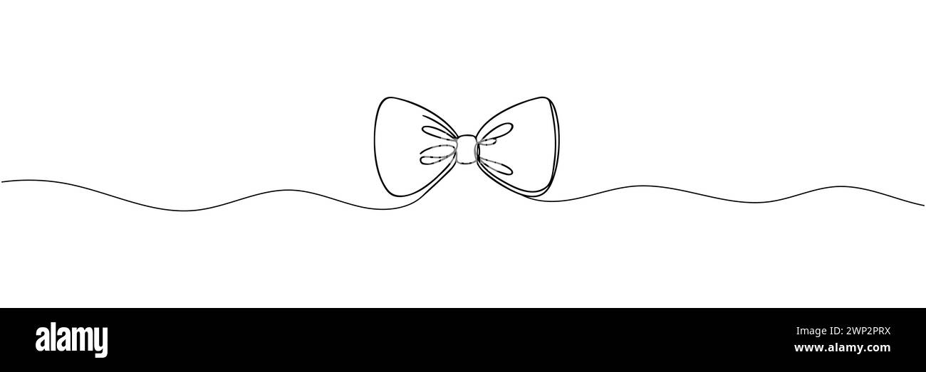 Continuous line drawing of decorative ribbon bow. Vector illustration ...