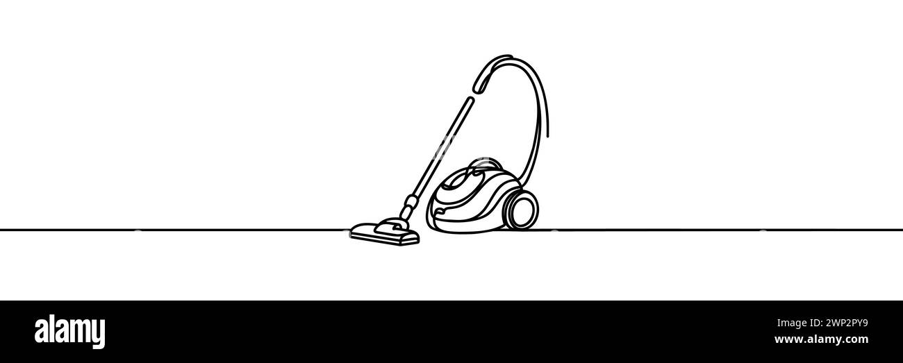 One continuous line drawing of electric vacuum cleaner home appliance ...