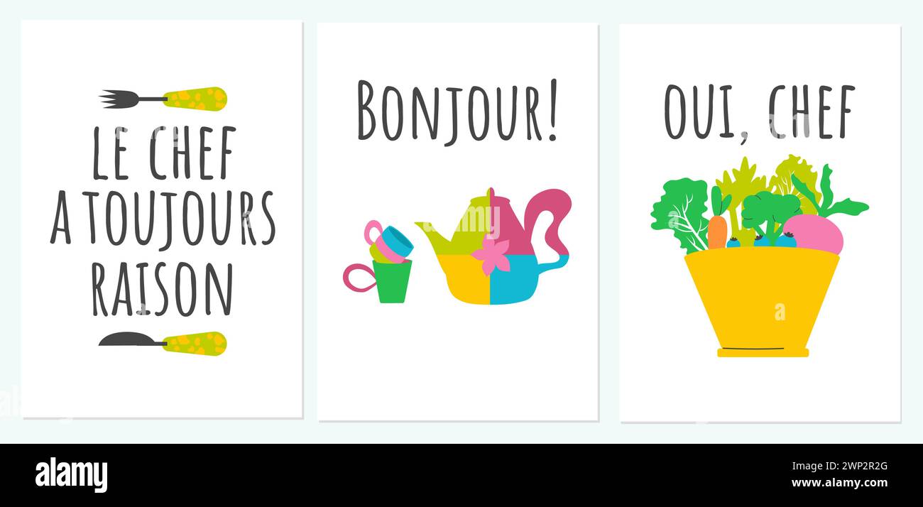 Handdrawn design of eclectic kitchen decor. Vector colourful poster for ...