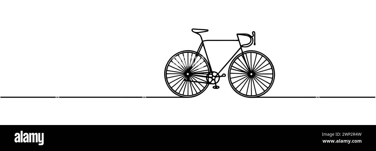 Bicycle in continuous line art drawing style. Pedal cycle black linear ...