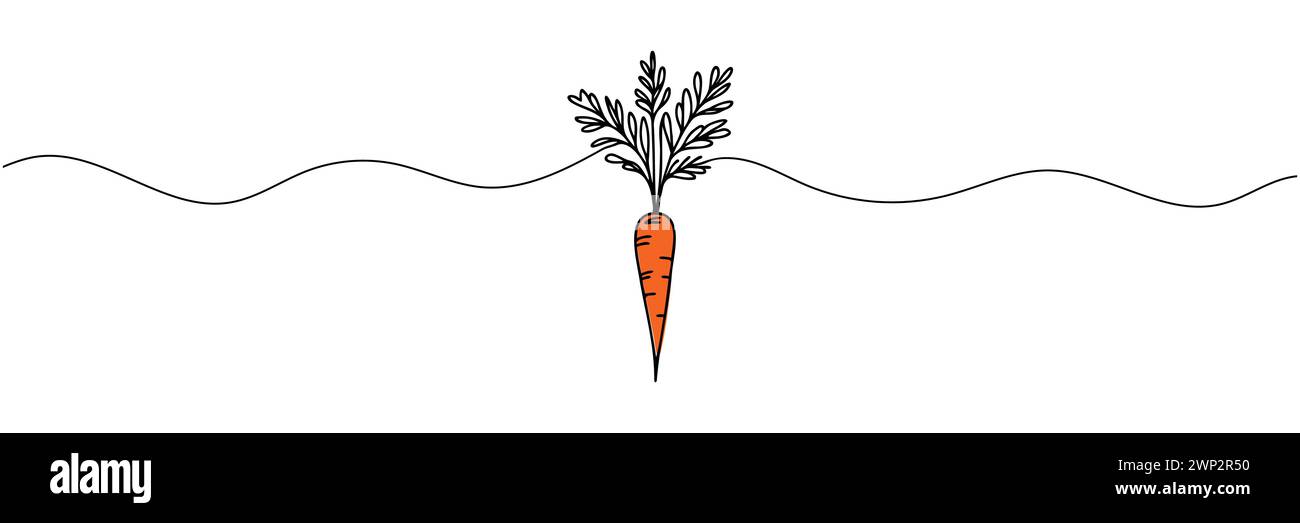 Carrot vegetable in continuous line drawing style isolated on white ...